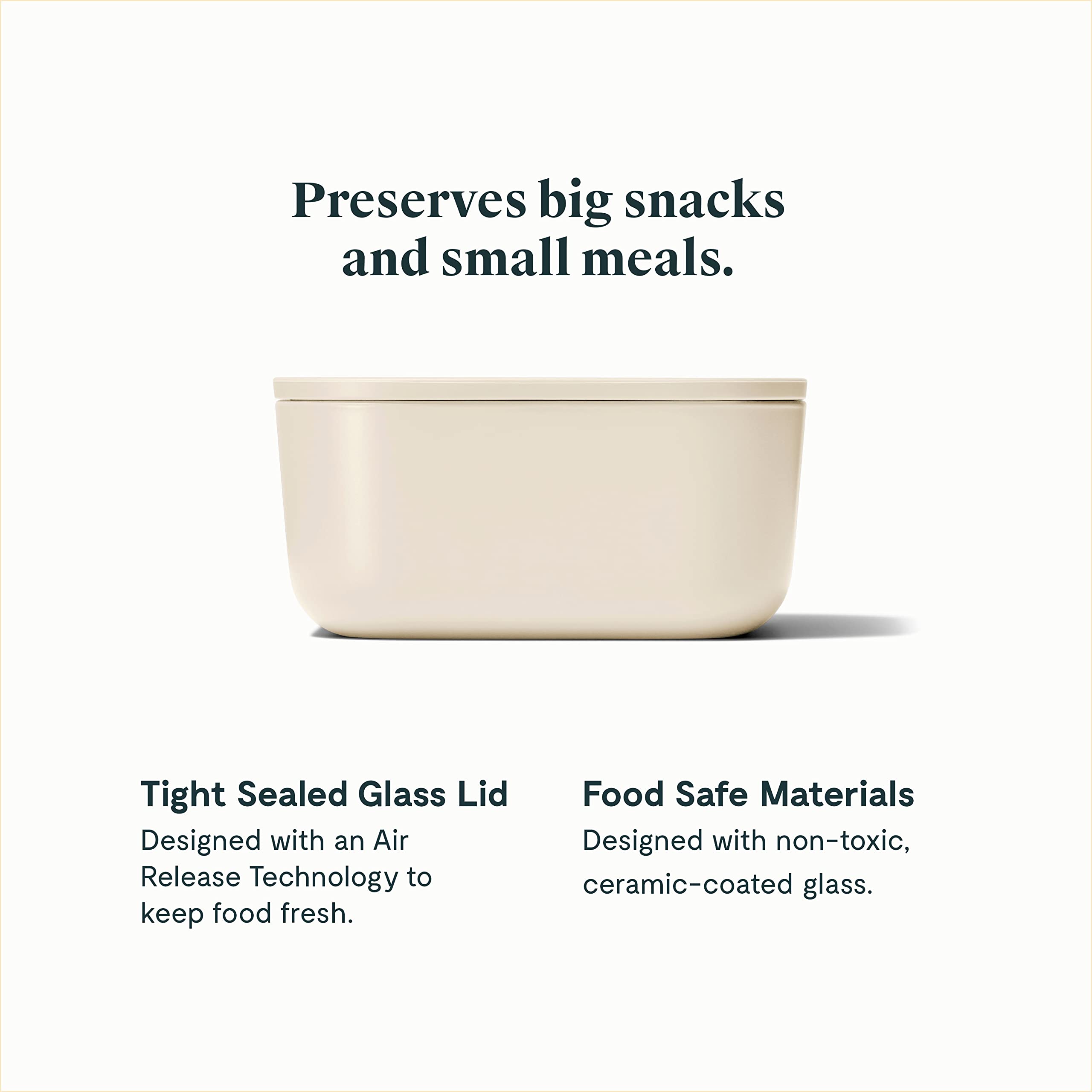 Caraway Glass 4.4 Cup Food Container - Ceramic Coated for Nonstick Storage with Glass Lids - Dishwasher, Oven & Microwave Safe