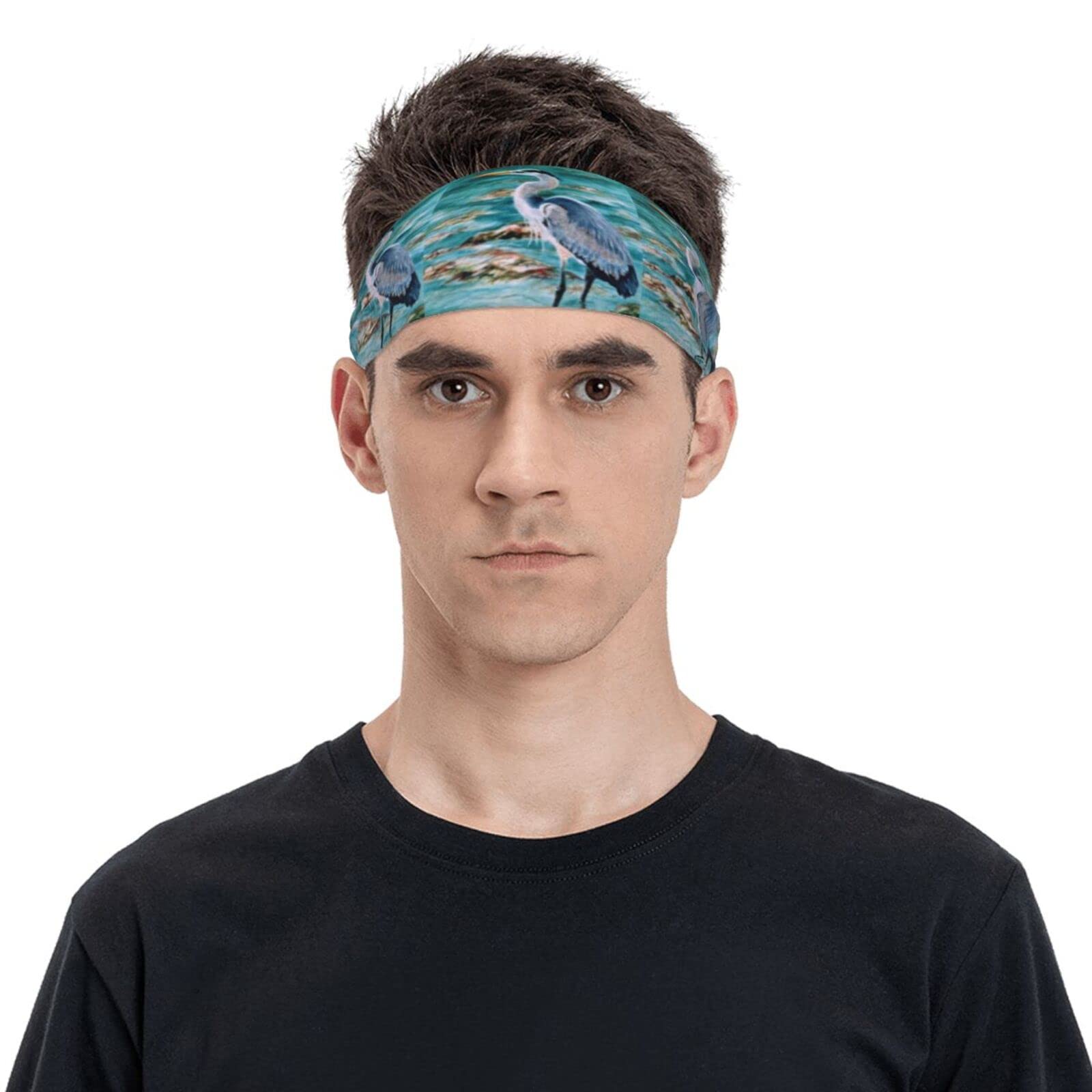 Camping Headband Great Blue Heron Moisture Wicking Non-Slip Sweatbands