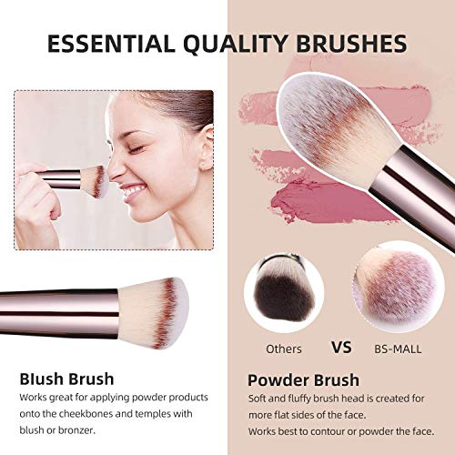 BS-MALL Makeup Brushes Stand Up Premium Synthetic Foundation Powder Concealers Eye Shadows (16champange)