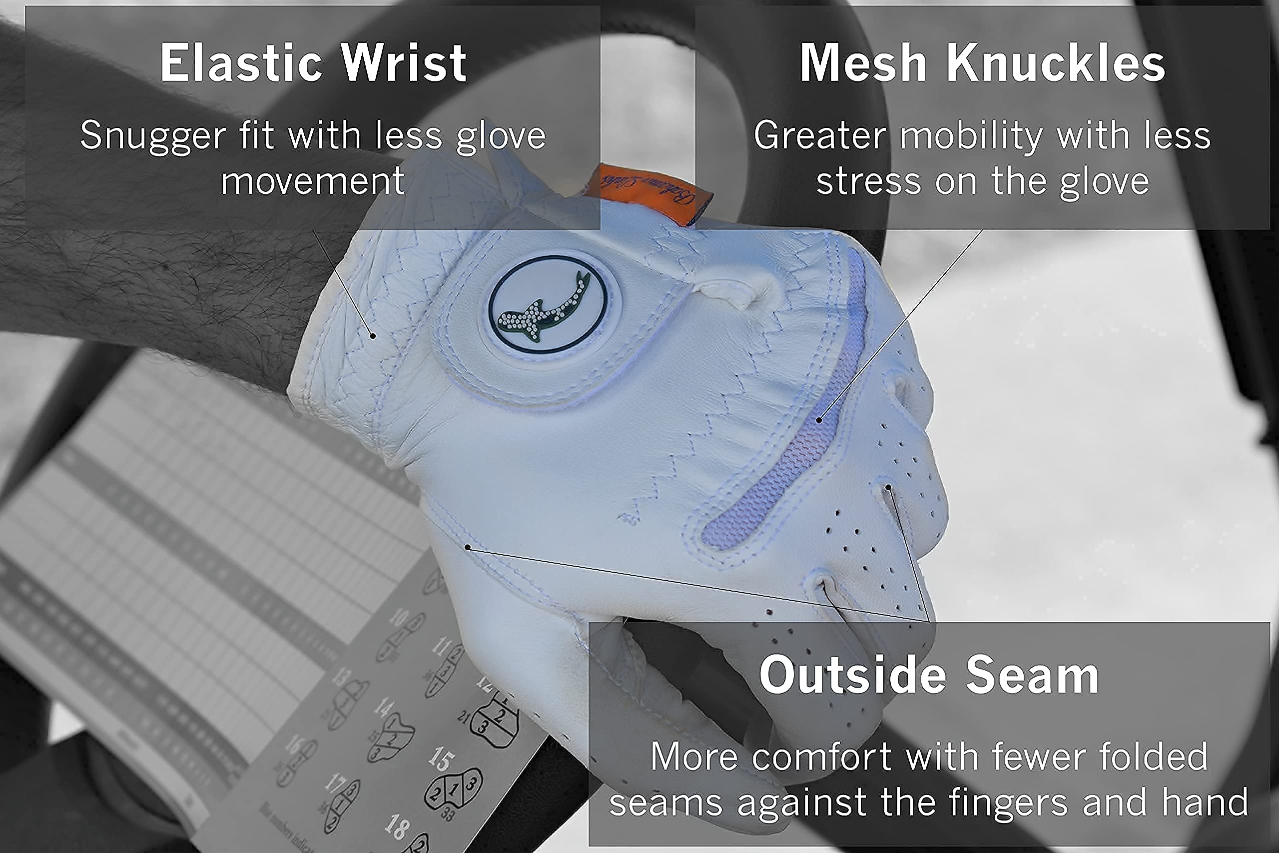 Bahama Links Golf Glove | Tropic White | Premium Cabretta Leather | Extremely Durable | Best Golf Glove | Super Soft (Small, Left)