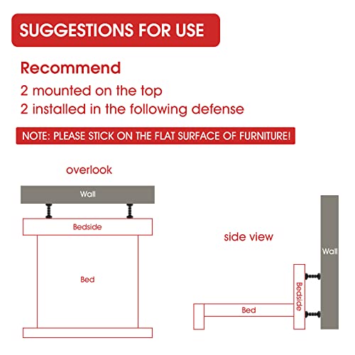 KARINA QURATZ 4pcs Bed Stoppers for Headboard Adjustable Threaded Bed Frame Anti-Shake Tool, Headboard Stoppers, Bedside Anti Shake Tool for Beds Cabinets Sofas(Black,46-120mm)