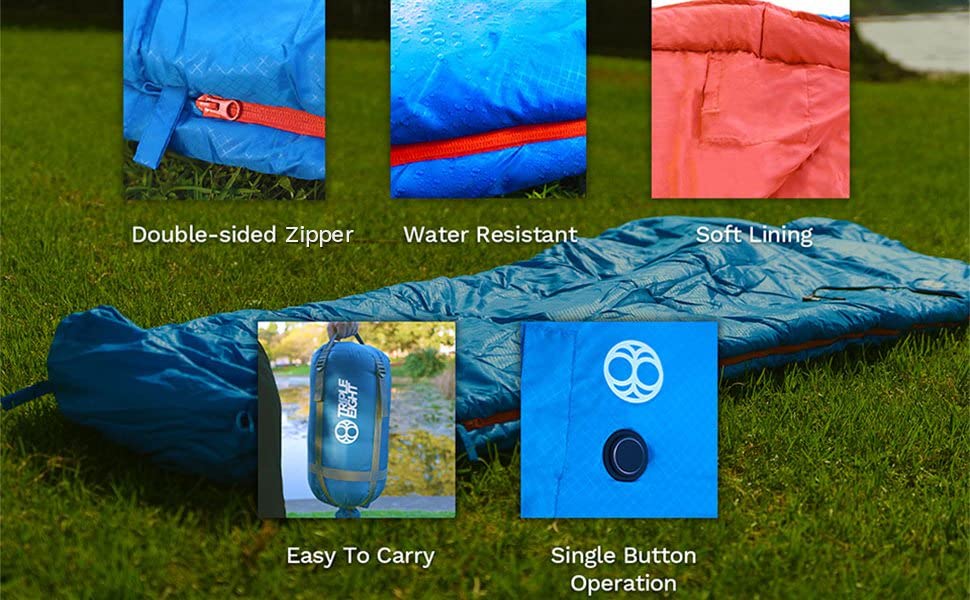 Camping Sleeping Bags for Adults w/3 Modes Cold Weather Compact Sleeping Bag Lightweight Waterproof Weather Sleeping Bag for hikking Backpacking Camping 4 Season