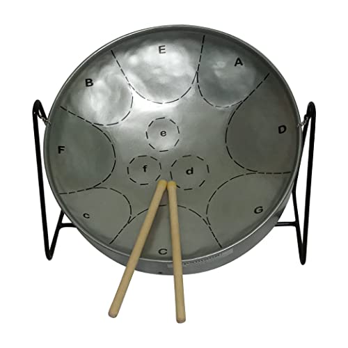 Miniature Steelpan (Steel Drum) 12 Inch Diameter 11 Notes with Instructional Book with Music from Trinidad & Tobago - Silver
