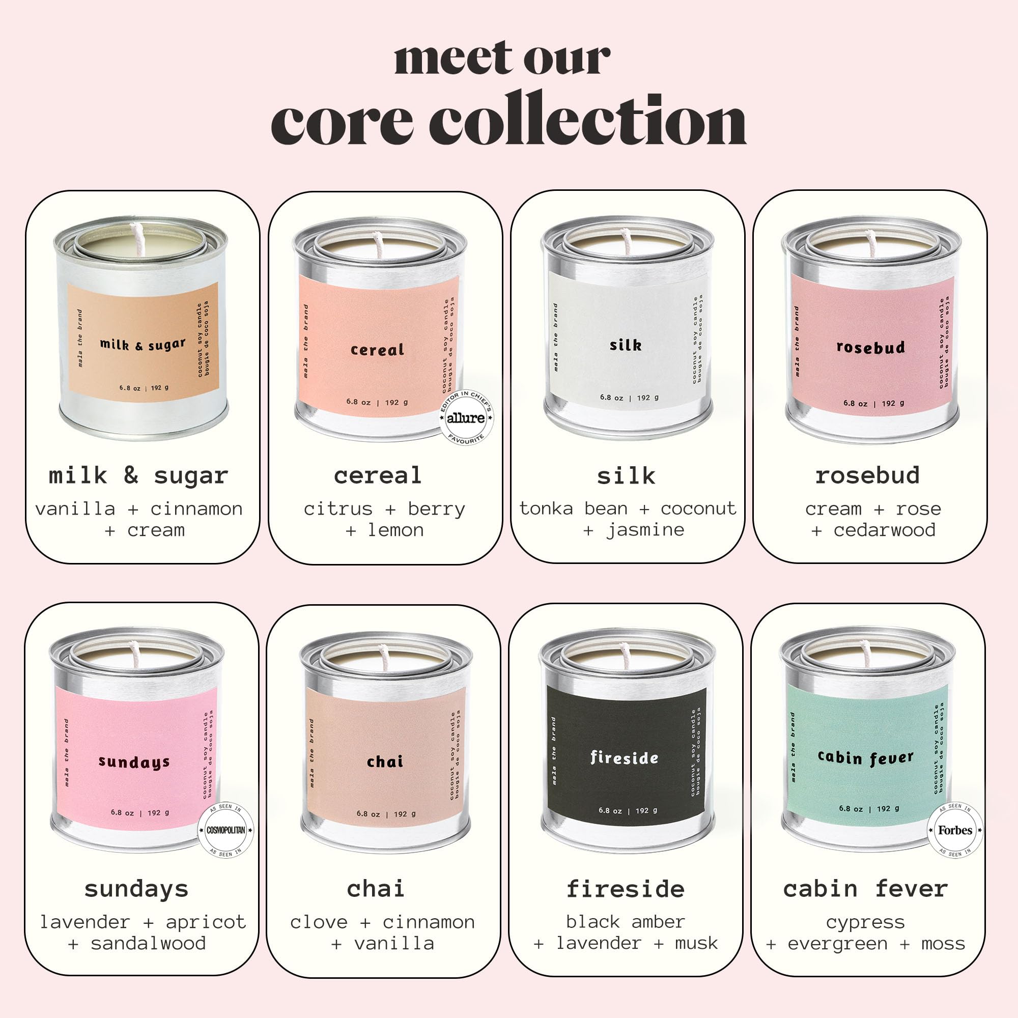 Mala Scented Candles - Cereal Scented Candle - Vegan Soy Candles - Hand Poured Aromatherapy Candle with 45 Hour Burn - 6.8 oz (Classic Size)