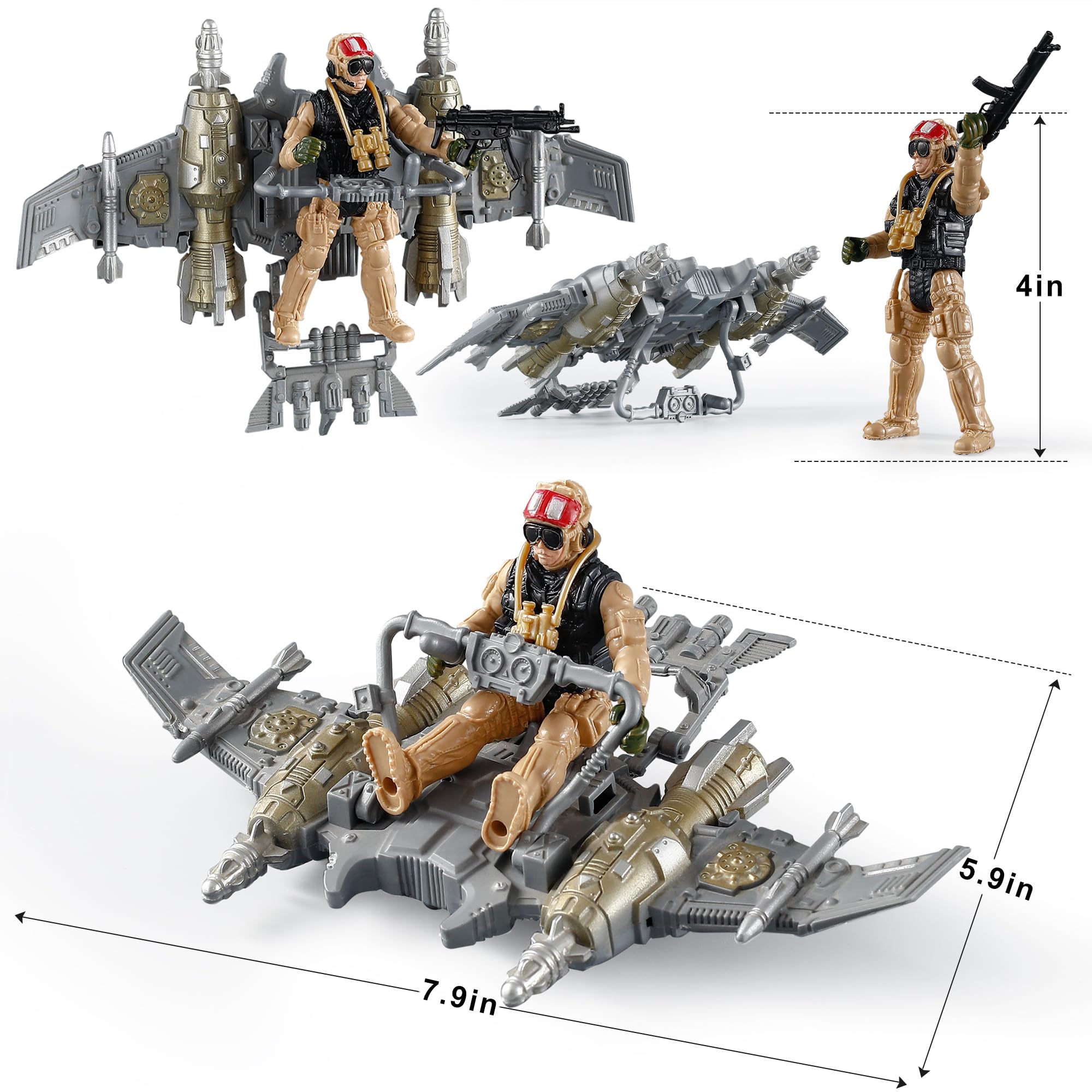 US Army Men Action Figures Play Set,Toy Soldiers with Military Weapons Accessories for Kids Boys