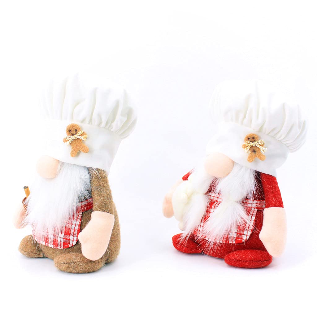 Yeahii Chef Gnome Plush Doll Cloth Handmade Baker Decoration for Tiered Tray Shelf Table Party Wedding Home Garden Ornament (A+B)