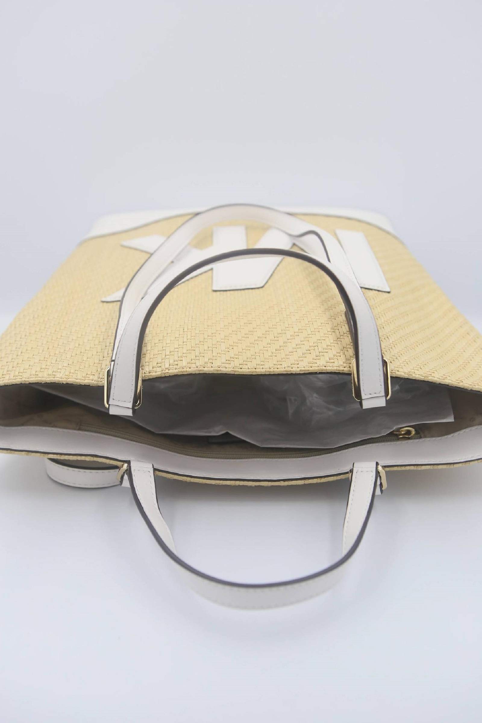 MICHAEL Michael Kors Straw Python Capsule Kelli Large Dbl NS Tote Optic White