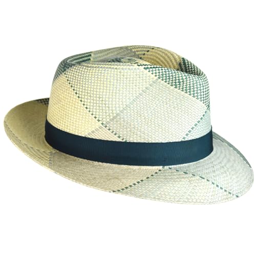 Bailey of Hollywood Giger Panama Fedora - Blue Surf Plaid/L Blue Surf Plaid, Large