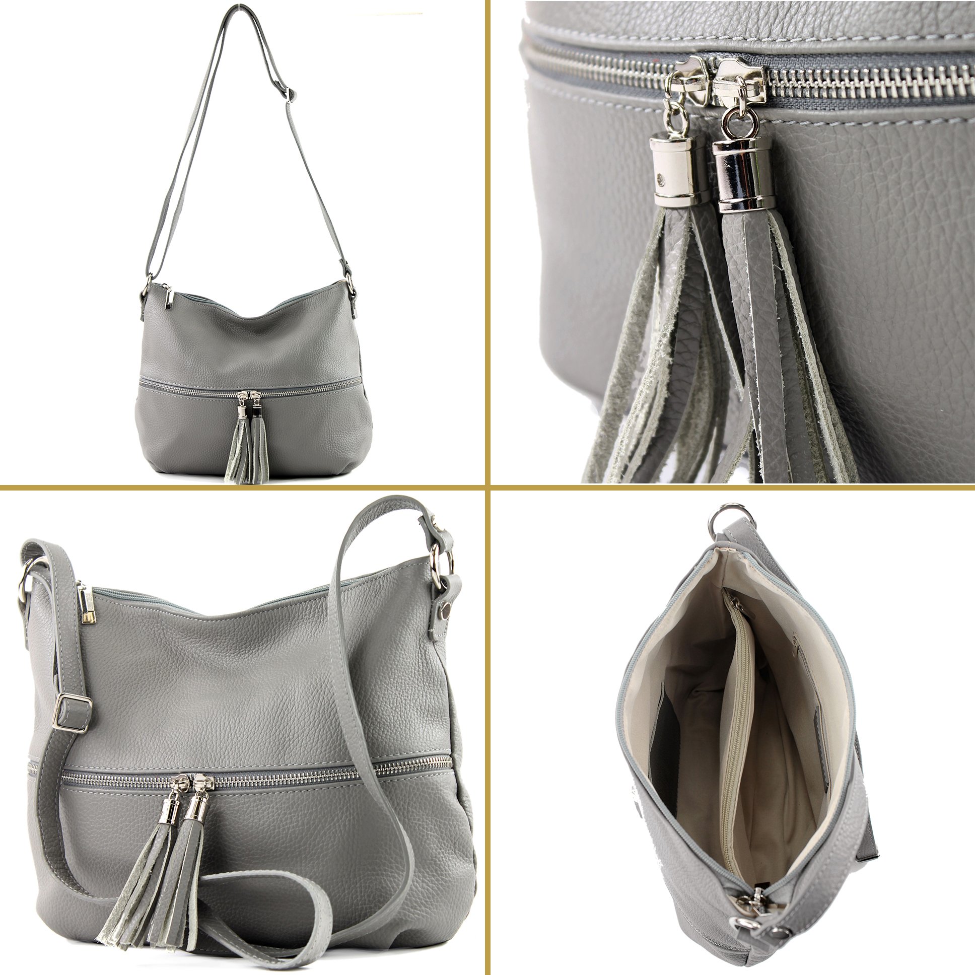 modamoda de - T159 - ital shoulder bag Shoulder bag made of leather, color: mustard yellow