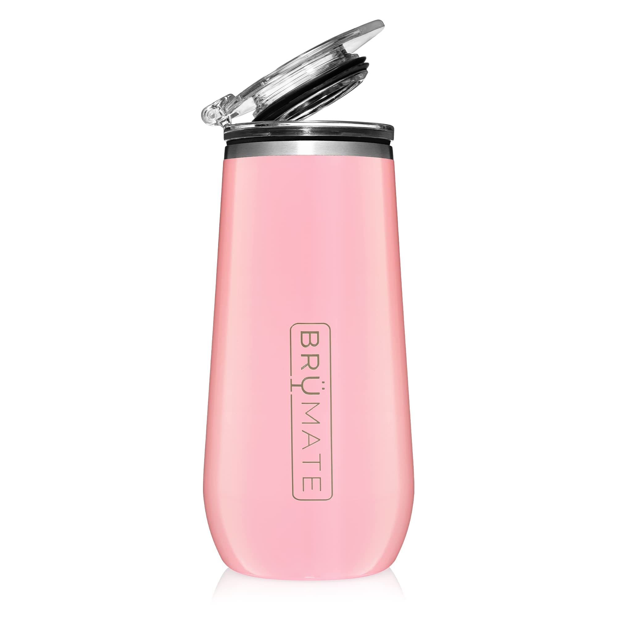 BrüMate 12oz Insulated Champagne Flute With Flip-Top Lid - Made With Vacuum Insulated Stainless Steel (Glitter Merlot)