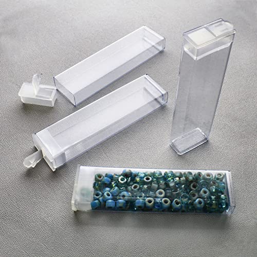 The Beadsmith Clear Plastic Boxes - Rectangle with a Flip Top Cap - 7/16β x 1β x 3-3/4β - Use for Beads, Bath Salts, Wedding & Party Favors, Home or Office Storage - Bag of 100