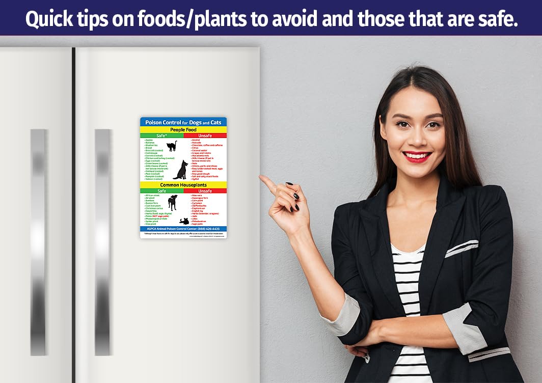 Foods and Plants Toxic to Cats and Dogs Fridge Magnets (5 Pack) - Pet Poison Control - by Safety Magnets - 5 x 7 inches