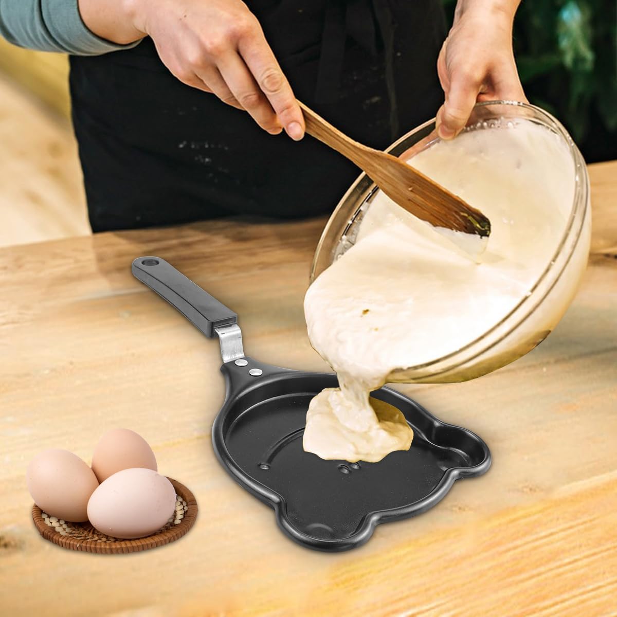 DOERDO 2Pcs Egg Frying Pan NonStick Frog Shaped Mini Omelette Pan Pancake Maker Pan Egg Skillet for Breakfast, Pancake, Plett pan