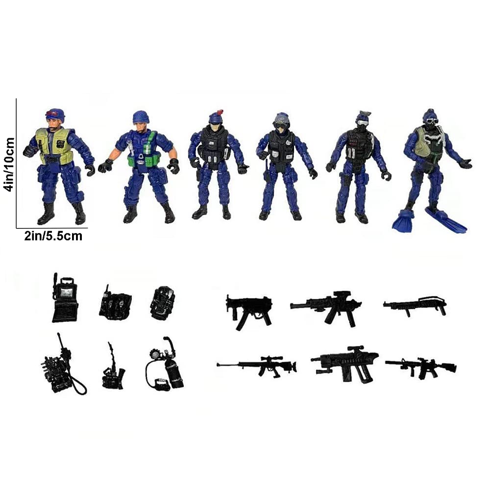 YEIBOBO ! 6 Pack Soldiers Action Figure Set - Army Men SWAT Team Toy (Future X-Cops)