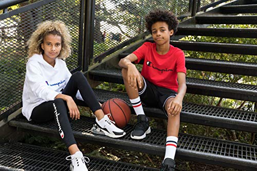 Champion Boys Short Sleeve Tee Shirt Chest Script Big and Little Boys Top (Black, Small, s)
