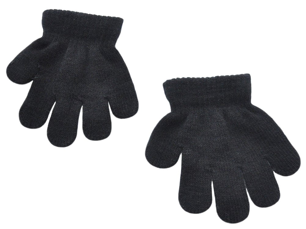 BaiX Toddler Winter Knitted Writing Gloves, Black - 1-3 Years