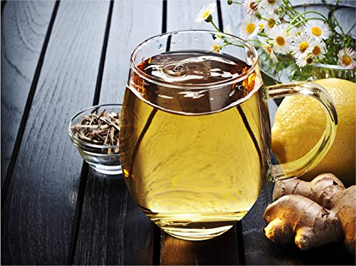 Sun's Tea Ultra Clear Glass Tea Mug | Coffee Mug 16 oz (470 ml) | Borosilicate - Glasses w Big Handle | Simple and Elegant | Microwave Safe | Pure Glass