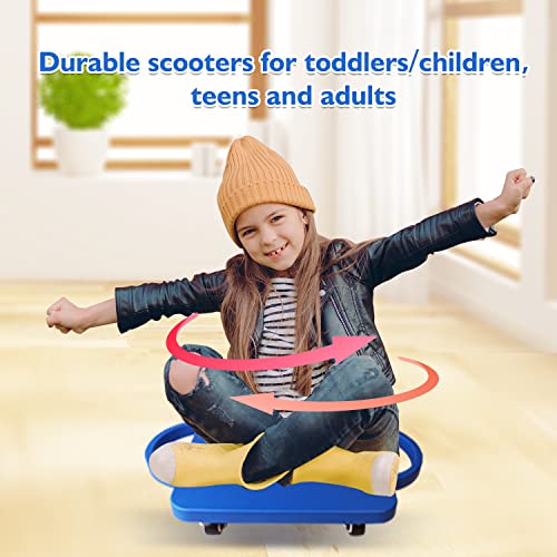 GSE Floor Scooter Board with Handles, Sitting Scooter for Kids Indoor Play Equipment, Fun Scoot Board with Non-Marring Plastic Casters for Children(Red)