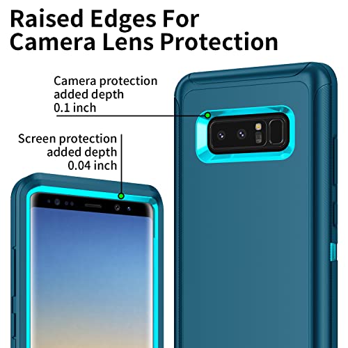 Mieziba for Galaxy Note 8 Case,Shockproof Dropproof Dustproof,3-Layer Full Body Protection Heavy Duty High Impact Hard Cover Case for Samasung Galaxy Note 8,Turquoise