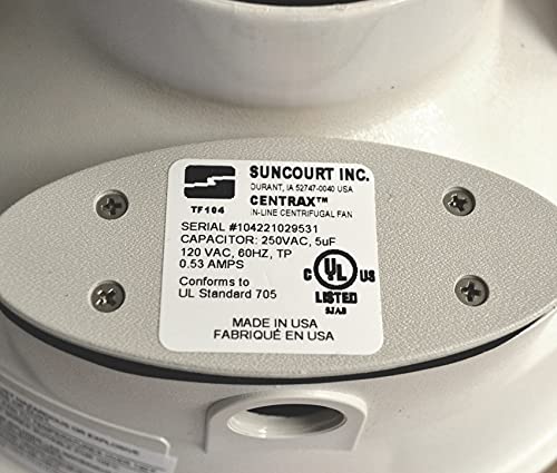Suncourt Centrax RDK04 Radon Fan Mitigation Kit, Indoor and Outdoor Installation, Inline Centrifugal Fan with Rubber Couplers (4 inch x 4 inch) and Air Pressure Indicator, White