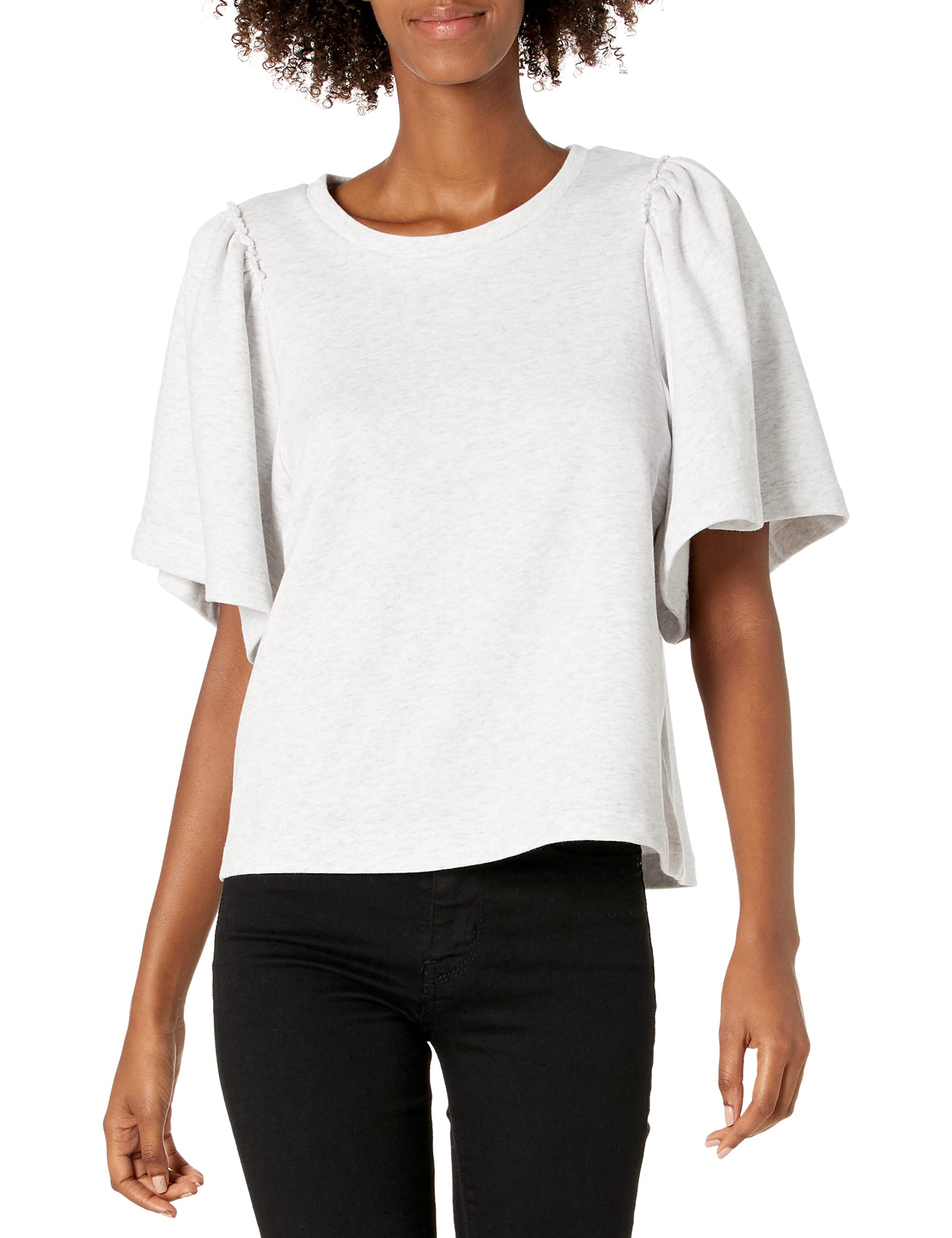 Cable Stitch Women's Flutter-Sleeve French Terry Top Light Heather Grey X-Small