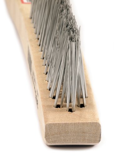Forney 70523 V-Groove Stainless Steel Wire Brush, with Wood Handle, 13-3/4-Inch-by-.014-Inch