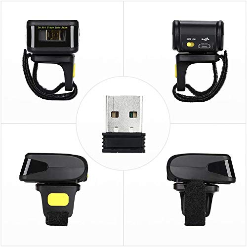 Eyoyo 1D Wireless Ring Barcode Scanner, Compatible with Bluetooth Function & 2.4GHz Wireless & Wired Connection, Portable Wearable Mini Finger Bar Code Reader Work with Windows, Mac OS, Android 4.0+,