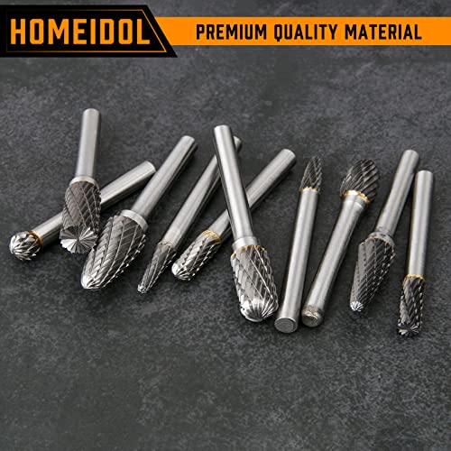 Carbide Burr Set Die Grinder Bits Rotary Tool Bits 1/4" Shank 10 PC Double Cut Wood Carving Accessories Cutting Burrs Metal Grinding Engraving Polishing Porting Trimming