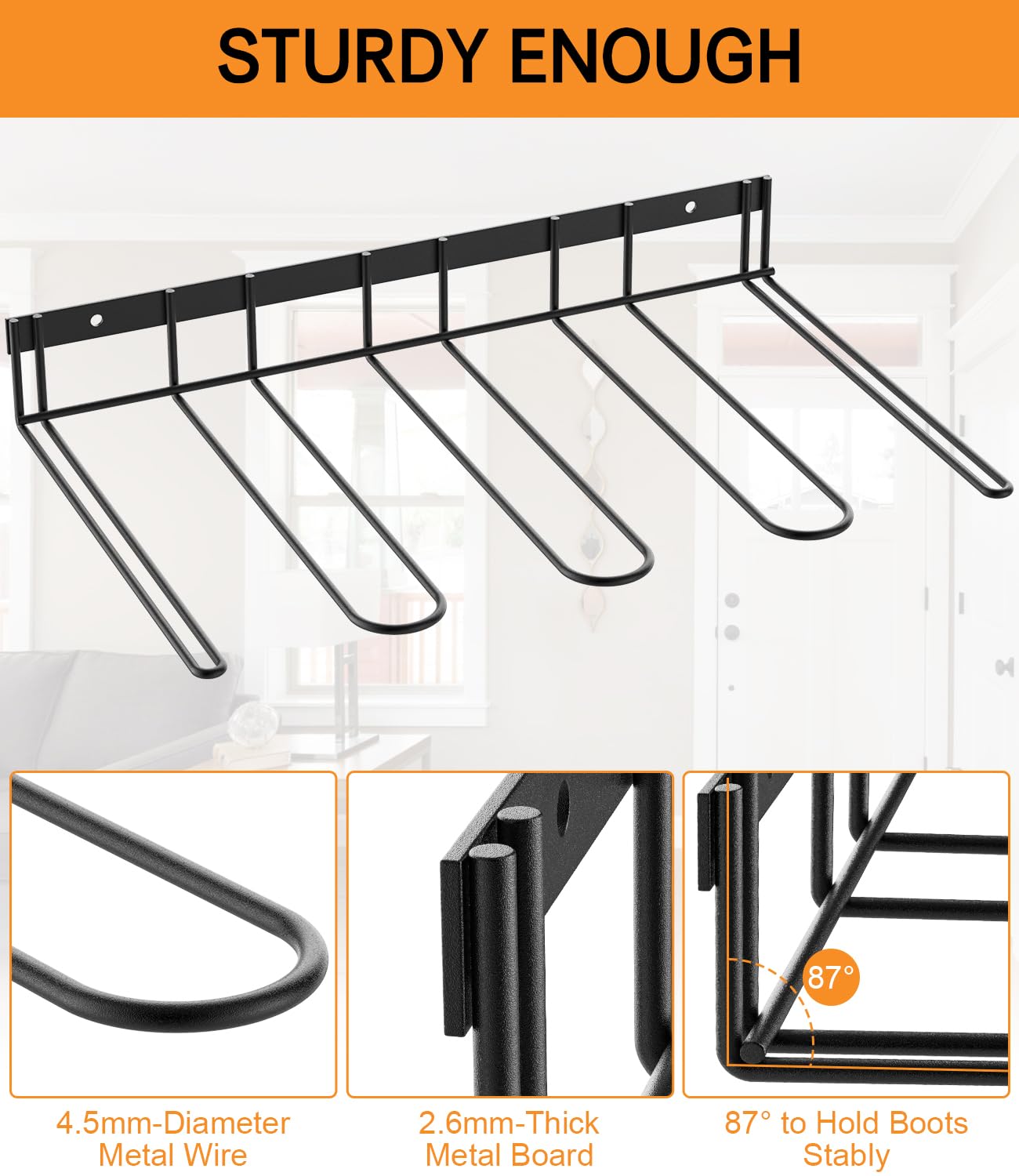 DegMongee Wader Hanger 4Pack, Boot Rack for Tall Booots, Metal Wire Organizer for Entryway Matte Black…