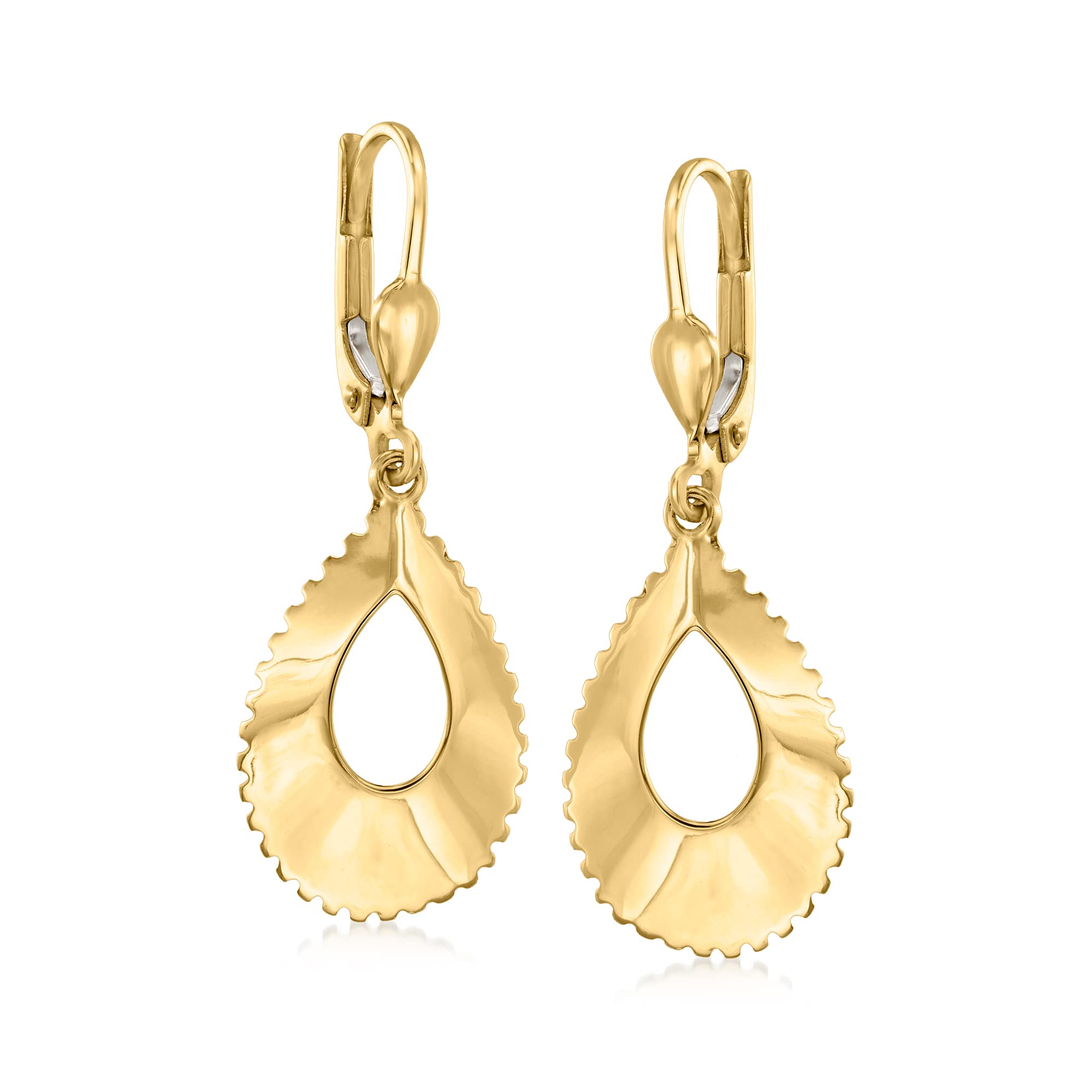Canaria 10kt Yellow Gold Ridged Teardrop Earrings