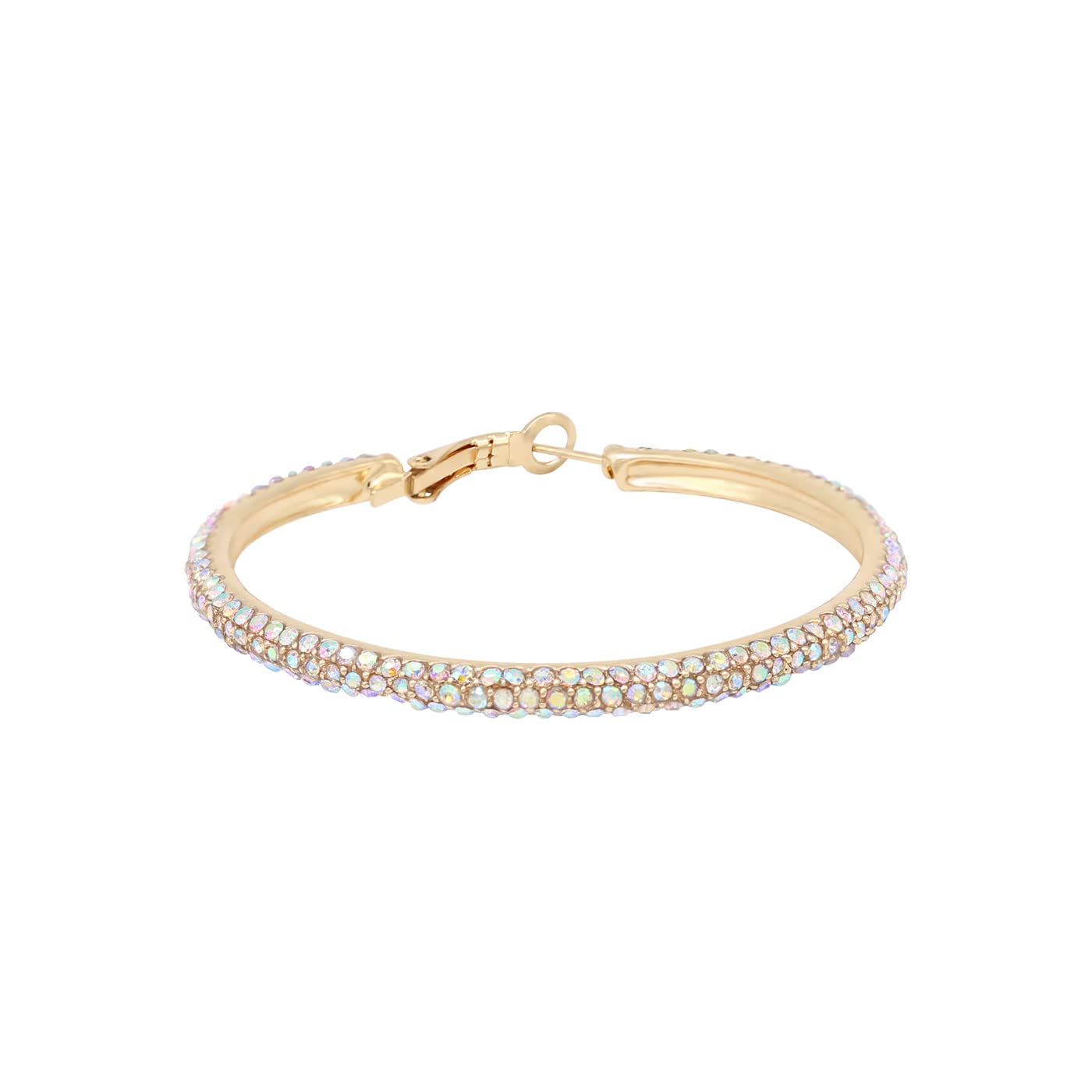 Big Hoop Earrings AB Crystal for Women - PeriFairy Round Iridescent Dangle Drop Gold Pierced Prom Jewelry