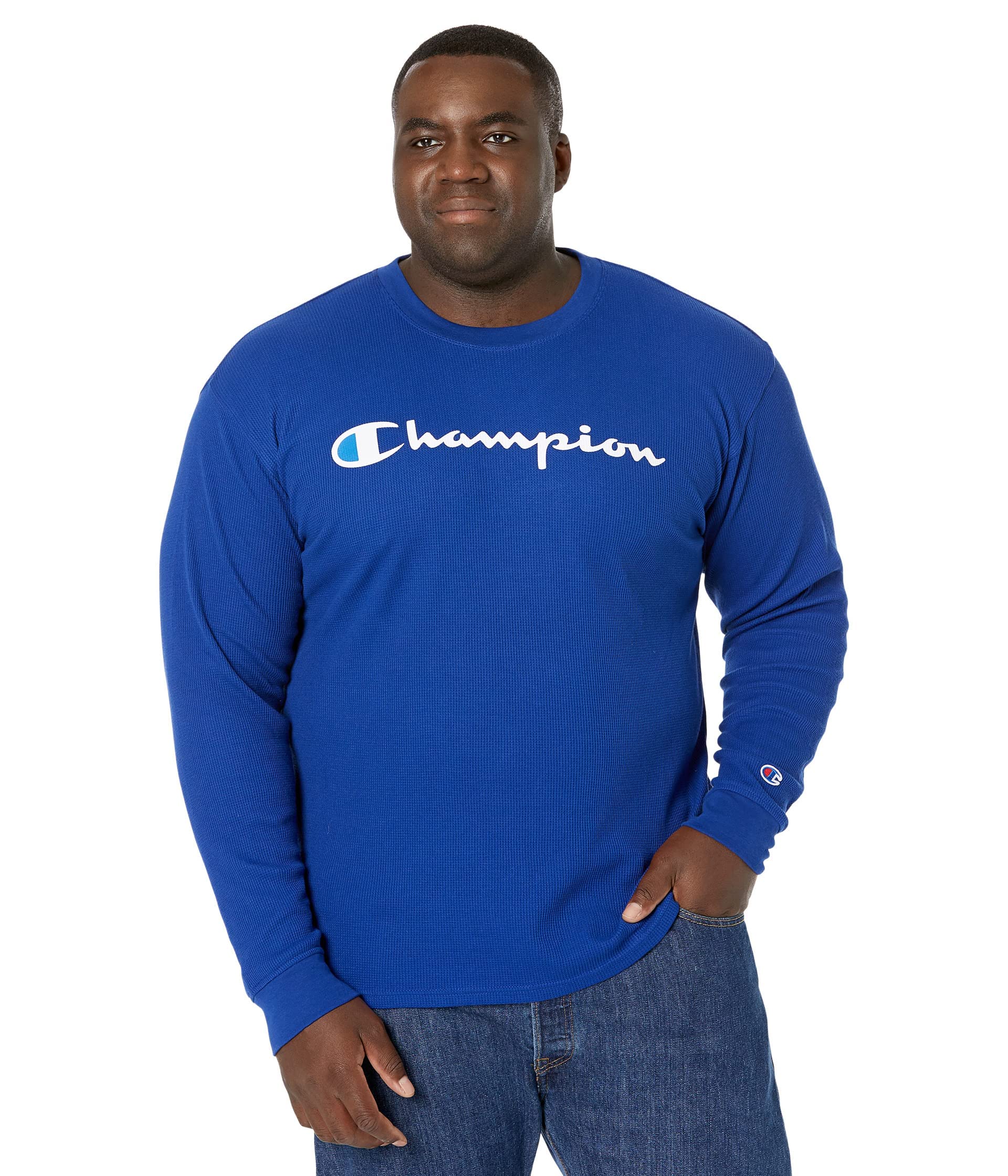 Champion Waffle Long Sleeve Tee Valiant Blue LG