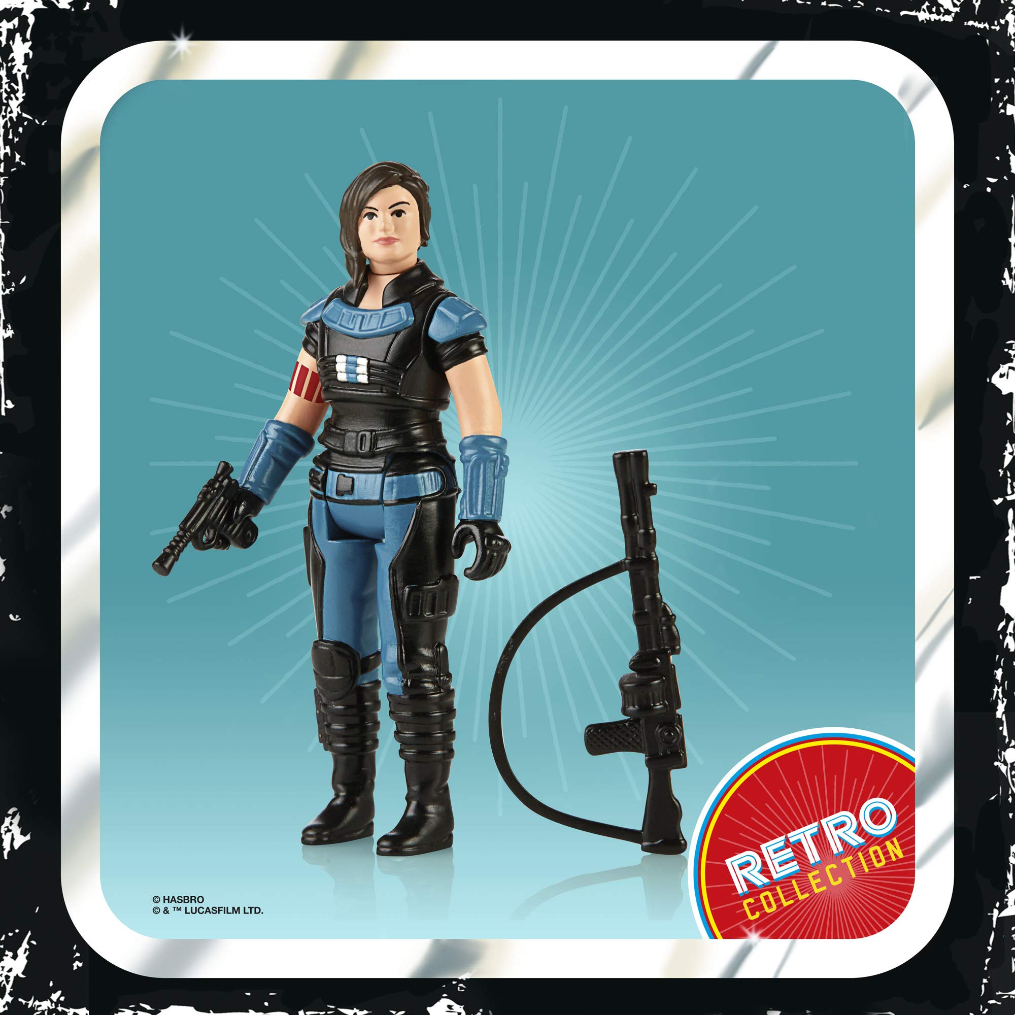 STAR WARS Retro Collection Cara Dune Toy 3.75-Inch-Scale The Mandalorian Action Figure with Accessories, Toys for Kids Ages 4 and Up, Blue