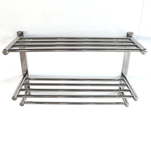 LOYALHEARTDY 24-Inch 3 Tier Bath Towel Bar Multilayer Rack Stainless Steel Towel Rack Wall-Mounted Shelf Wall-Mounted Bath Holder Bathroom Shelf With Towel Bars