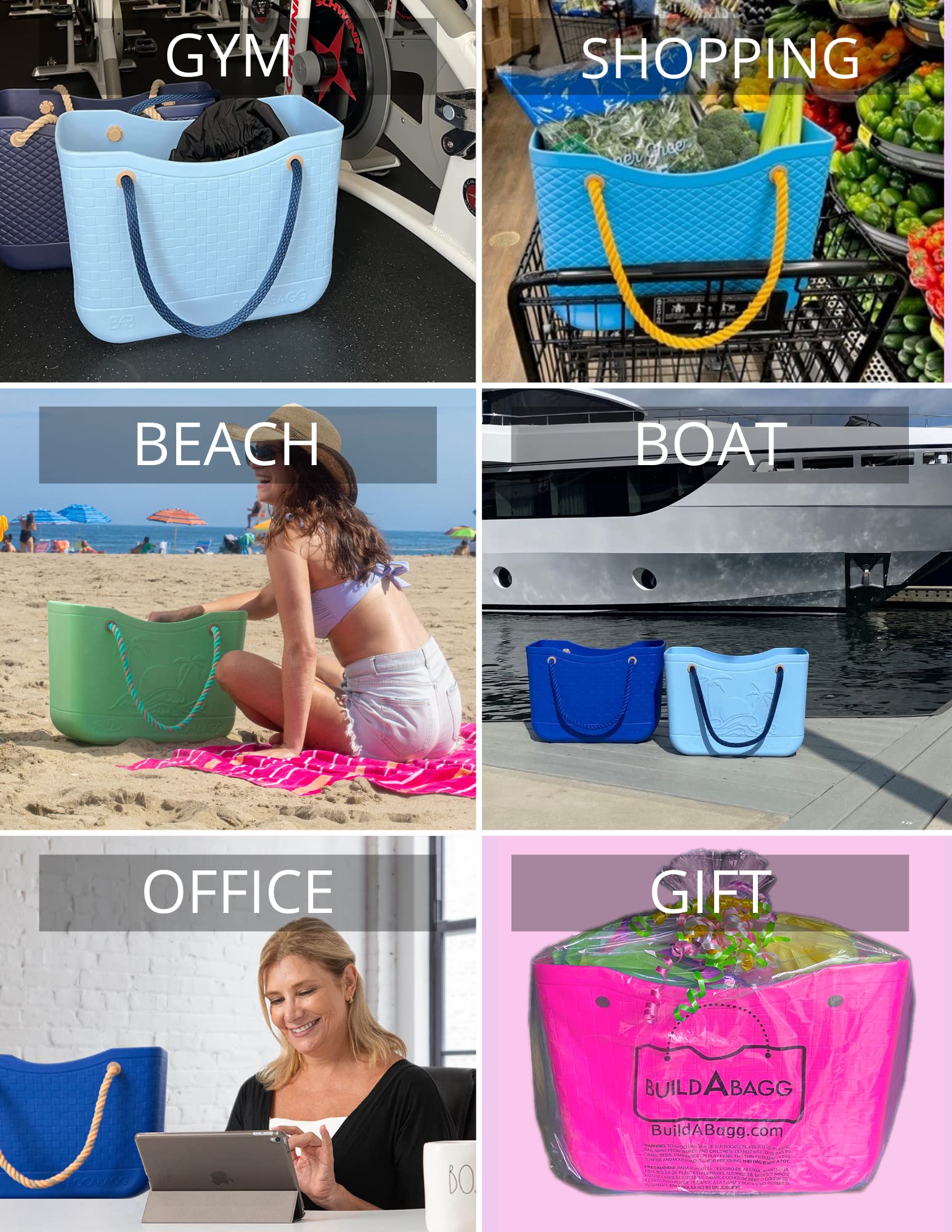 BuildABagg MauiBagg: Customize Your Large, EVA, Multipurpose Tote. Create Your Own Style. Washable, Open Tote Bag for the Beach, Boat, Pool & Sports. Tip-Proof & Fade Resistant (Black)