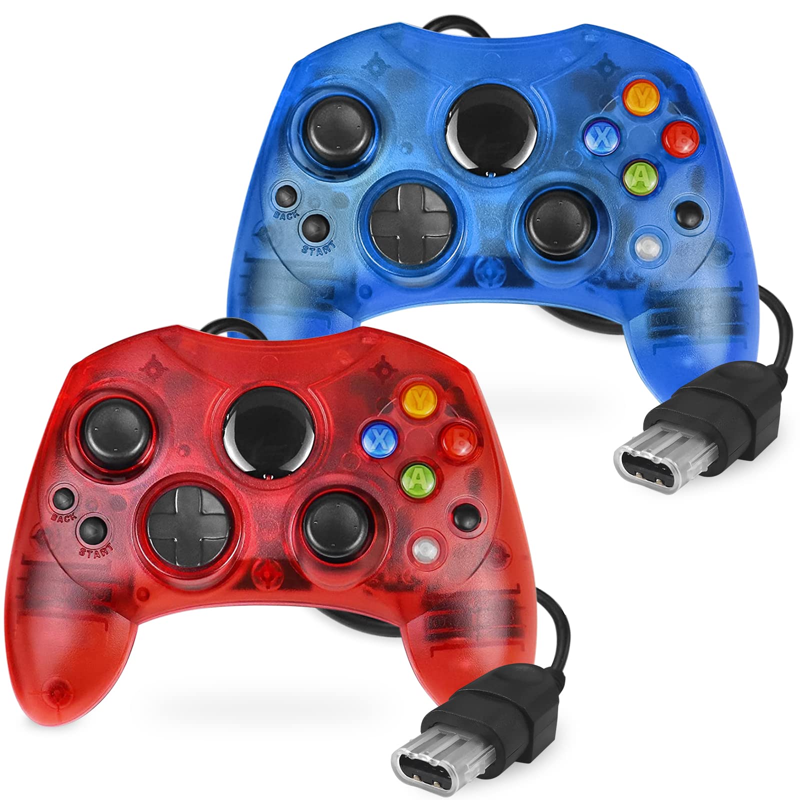 Yioone Controller Replacement for Xbox Controller S-Type/Original Xbox Controller,Classic Controller Compatible with Original Xbox Console(Pack of 2,Sapphire Blue and Ruby Red)
