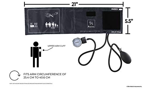 EMI Deluxe Aneroid Sphygmomanometer Manual Blood Pressure Monitor Adult Cuff Set with Case - #217 (Pink)