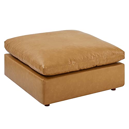 Modway Commix Modular Sofa, U Shaped Reclining Sectional, Tan Vegan Leather