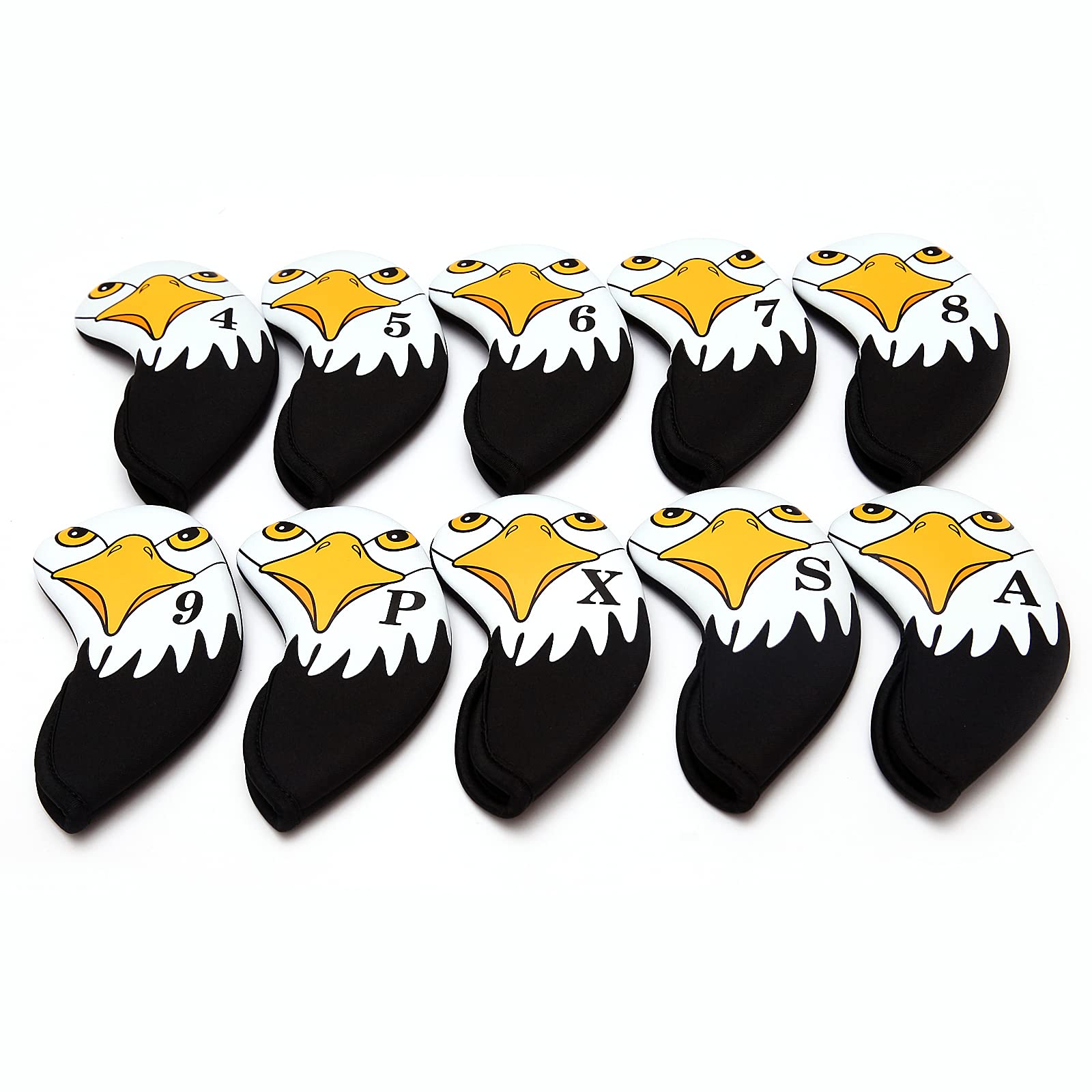 Big Number Neoprene Golf Iron Covers Set - Club Head Covers - Wedge Iron Protective Headcover for Callaway, Ping, Taylormade, Cobra, Mizuno (e)