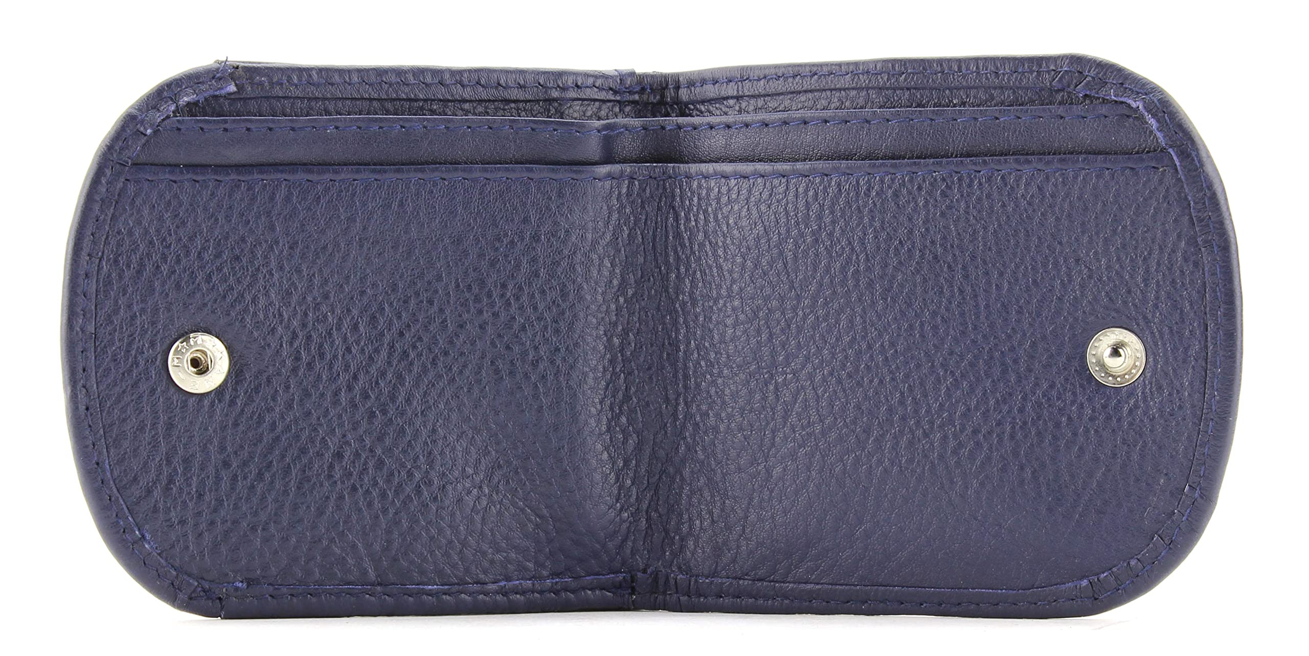 Leather Impressions Minimalist Card Holder for Everyday Style - Long lasting Card Wallet Featuring Two Card Slots And a Snap Pocket Closure With Strong Push Button- Fine Stitched Women Wallet (Navy)