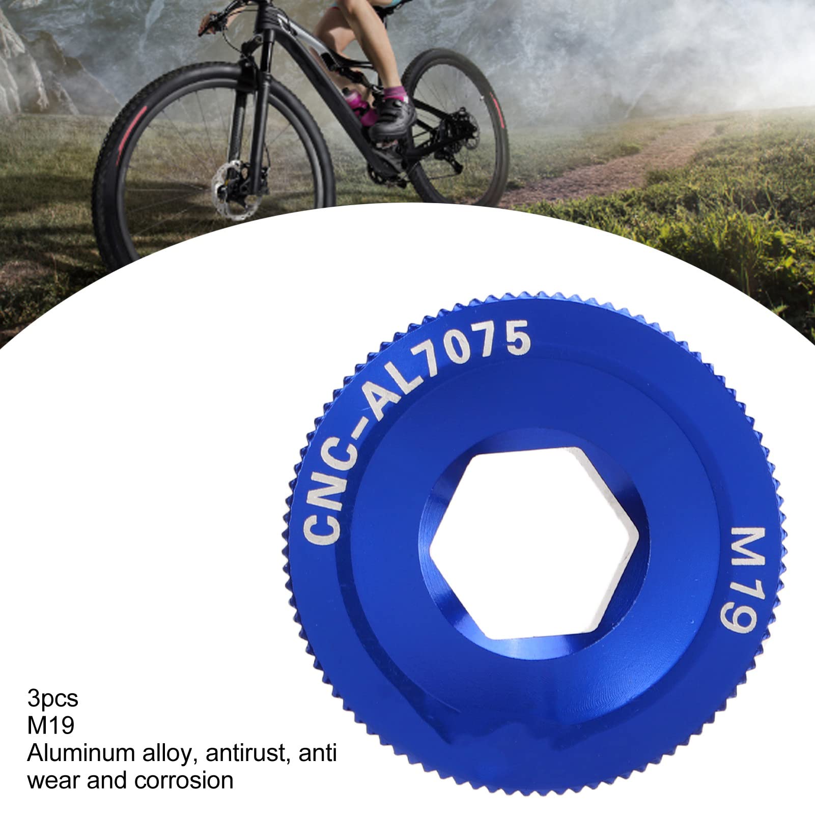 Bike Crank Cover Screws, 3pcs M19 Aluminum Alloy M19 Crank Screw for Road Bikes(Blue)