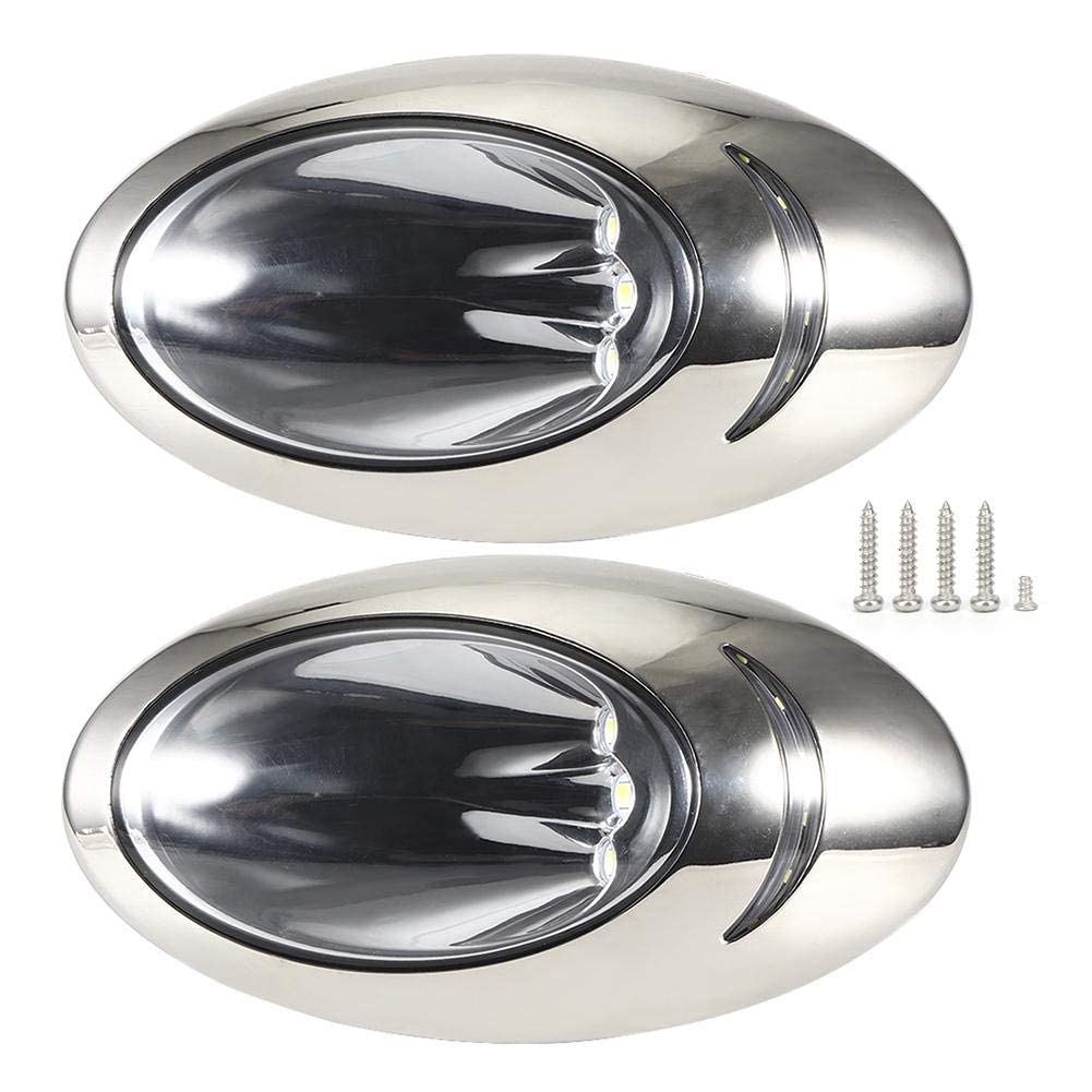 Boat LED Light 2pcs 6300K IP66 Marine Boat Navigational Side Bow Tear Drop Lights Stainless Steel Flush Mount