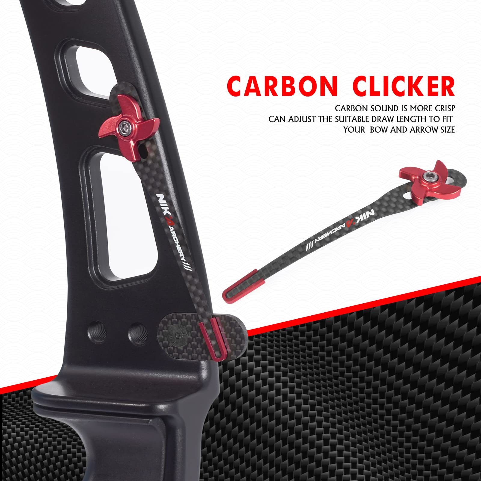 Chuangtong Archery Arrow Clicker, Recurve Bow Signal Release Tool, Carbon Fiber Clicker for Recurve Bow Target Shooting Archery Sight Practice Accessories Color Red