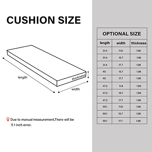 mudilun Indoor 31inch Piano Bench Cushion Outdoor UV Protection Lounge Patio Seat Pad Thickened Soft Sofa Pads Kitchen Dining Washable Cushions(Beige)