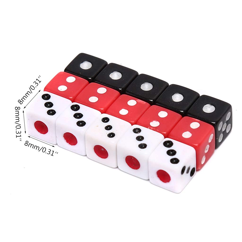 MONLEYTA 100 Pieces 8mm Acrylic Dice Gaming Dice Standard Six Sided Decider Board Game Dice Black
