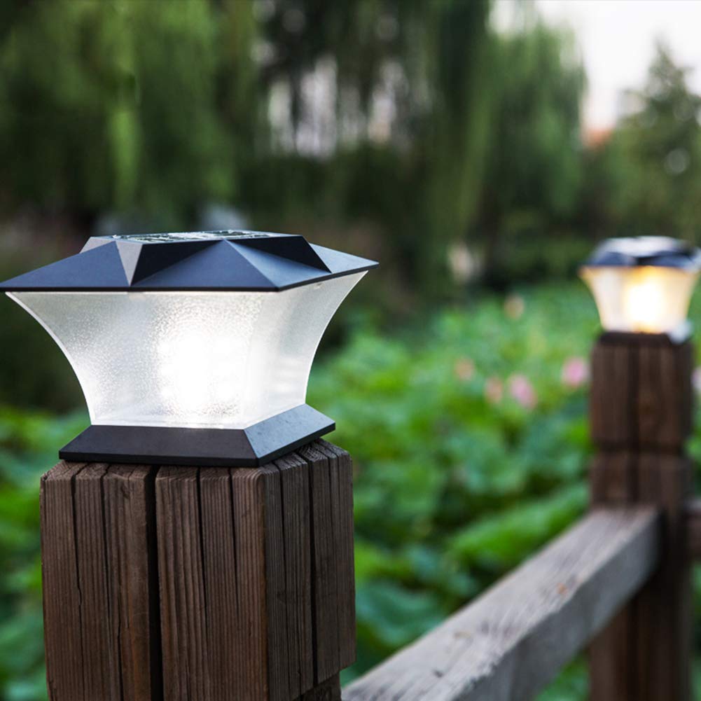 LED Solar Outdoor Light Waterproof Decorative Outside Solar Wall Lamp 18LEDs Gate Pillar Stigma Light for Home Garden Column Cage Path Landscape Street Patio Backyard Villa (White, 2 Pieces)