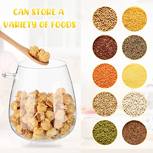 Hoolerry Set of 2 Airtight Glass Jars with Bamboo Lids and Spoons 34 oz Borosilicate Glass Canisters Overnight Oats Jar Storage Container for Kitchen Coffee Bean Tea Leaves Flour Sugar