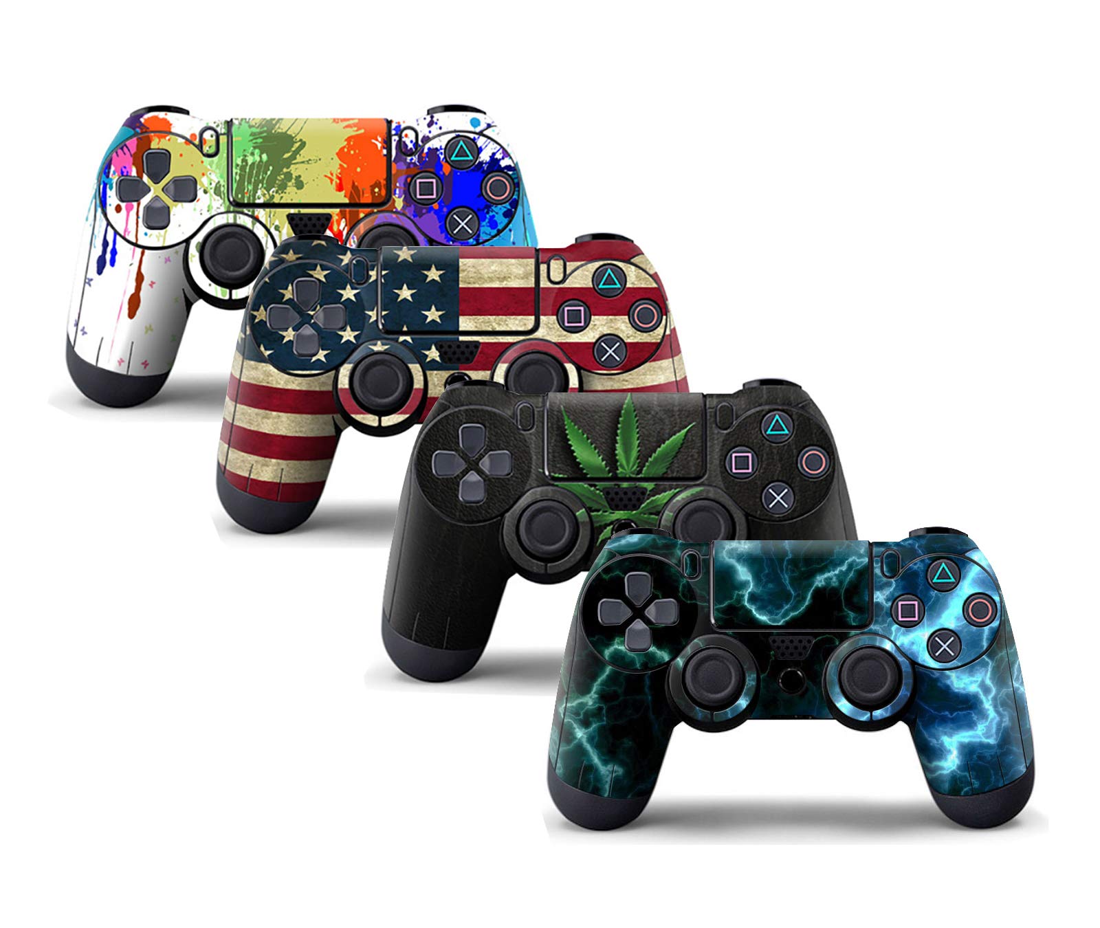UUShop 4PCS Vinyl Skin Sticker Protector for Sony PlayStation PS4 Controller Joystick Four Styles Combination Kit