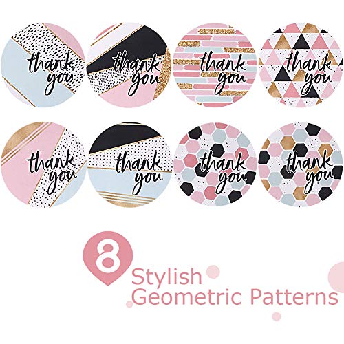 Big Thank You Stickers 500pcs A Roll, 2 inch Small Business Label 8 Designs Large Paper Mail Stickers for Envelope Gift Box
