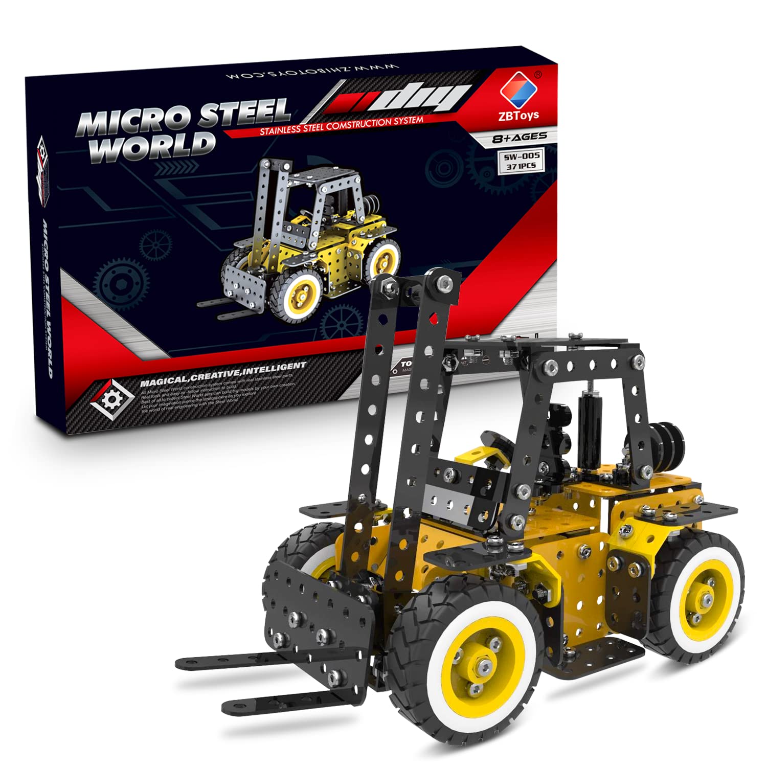 Building Set Toy Metal Forklift STEM Erector Set for Ages 8+ 371 PCS DIY Science Educational Set